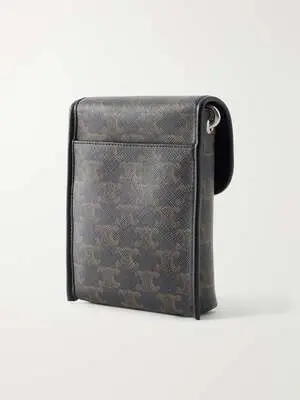 Celine Leather-trimmed Triomphe-printed Canvas Pouch