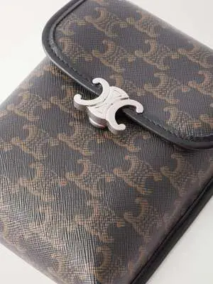 Celine Leather-trimmed Triomphe-printed Canvas Pouch