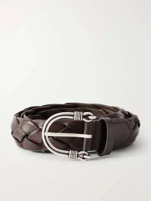 Anderson's 3cm Woven Leather Belt - Brown