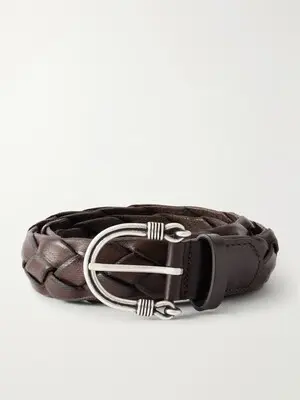 Anderson's 3cm Woven Leather Belt - Brown