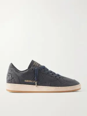 GOLDEN GOOSE Ball Star Distressed Leather Sneakers - Blue