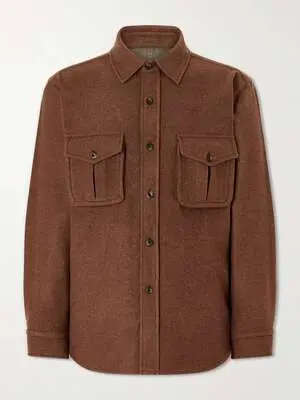 Caruso Puppytooth Wool-blend Overshirt - Beige
