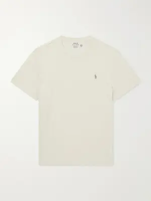 Polo Ralph Lauren Logo-embroidered Cotton-jersey T-shirt - Neutrals