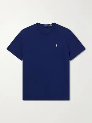 Polo Ralph Lauren Logo-embroidered Cotton-jersey T-shirt - Blue