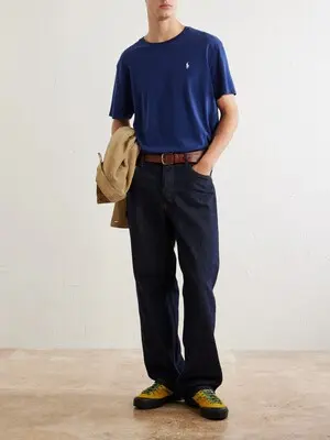 Polo Ralph Lauren Logo-embroidered Cotton-jersey T-shirt - Blue