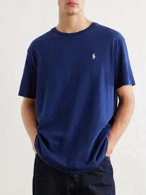 Polo Ralph Lauren Logo-embroidered Cotton-jersey T-shirt - Blue