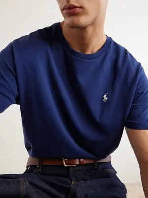 Polo Ralph Lauren Logo-embroidered Cotton-jersey T-shirt - Blue