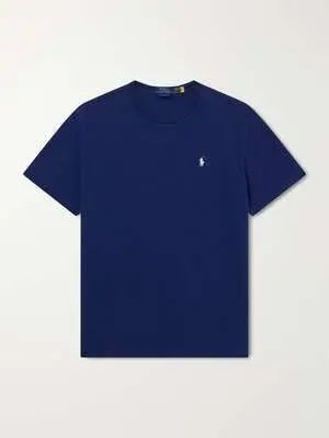 Polo Ralph Lauren Logo-embroidered Cotton-jersey T-shirt - Navy