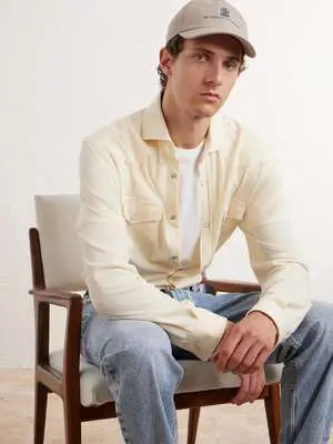 Brunello Cucinelli Logo-embroidered Leather-trimmed Cotton-twill Baseball Cap