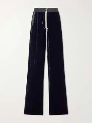 Rick Owens Bela Wide-leg Drawstring Velour Trousers