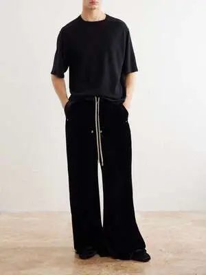Rick Owens Bela Wide-leg Drawstring Velour Trousers