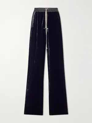 Rick Owens Bela Wide-leg Drawstring Velour Trousers - Black