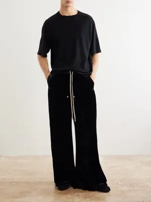 Rick Owens Bela Wide-leg Drawstring Velour Trousers - Black
