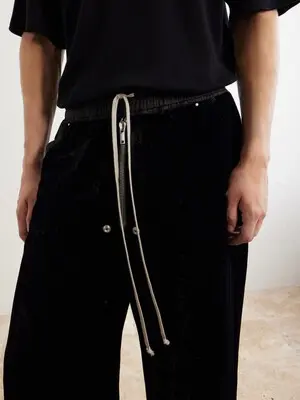 Rick Owens Bela Wide-leg Drawstring Velour Trousers - Black