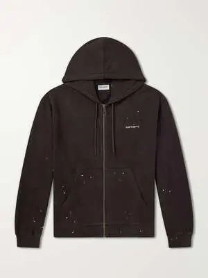 Carhartt Work In Progress Cotton-jersey Zip-up Hoodie - Brown