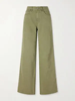 Veronica Beard Kasey Mid-rise Wide-leg Jeans - Green