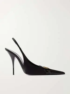 Saint Laurent Louis 110 Embellished Patent-leather Slingback Pumps