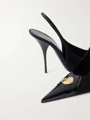 Saint Laurent Louis 110 Embellished Patent-leather Slingback Pumps