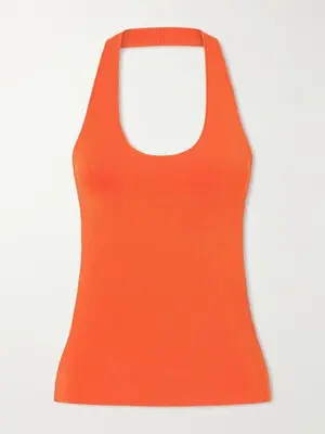 Theory Theory Halterneck Ribbed Tank Orange