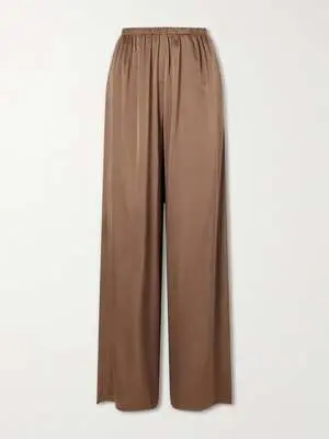 RUOHAN Silk-blend Wide-leg Pants - Brown