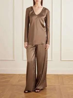 RUOHAN Silk-blend Wide-leg Pants