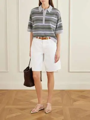 TWP Striped Cashmere Polo Sweater