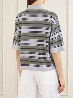 TWP Striped Cashmere Polo Sweater