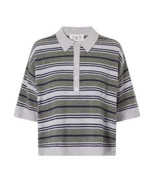 TWP Striped Cashmere Polo Sweater - Multi