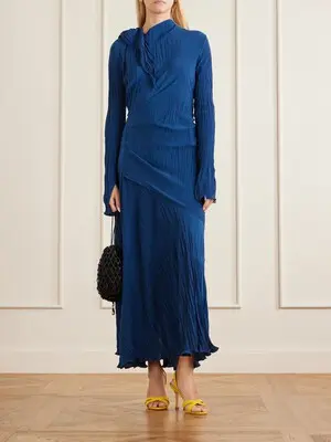 Victoria Beckham Draped Plissé-crepe Midi Dress