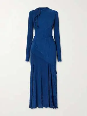 Victoria Beckham Draped Plissé-crepe Midi Dress