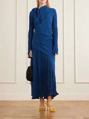 Victoria Beckham Draped Plissé-crepe Midi Dress
