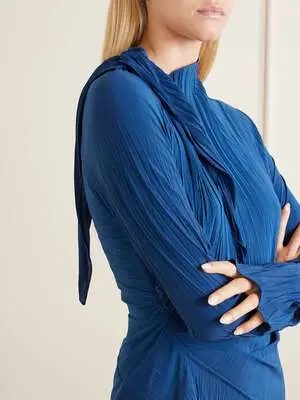 Victoria Beckham Draped Plissé-crepe Midi Dress