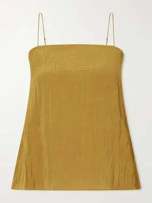 Tibi Crinkle Charmeuse Tank - Mustard