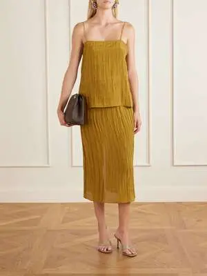 Tibi Crinkle Charmeuse Tank