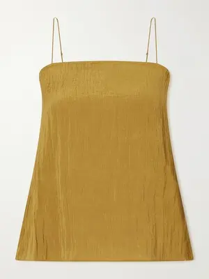 Tibi Crinkle Charmeuse Tank - Yellow
