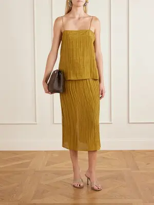 Tibi Crinkle Charmeuse Tank