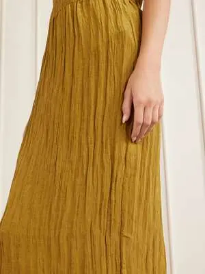Tibi Crinkle Charmeuse Midi Skirt