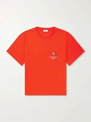 Celine Triomphe-embroidered Cotton-jersey T-shirt - Red