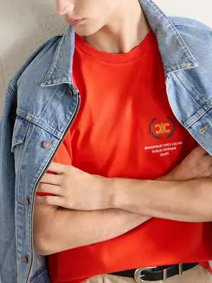 Celine Triomphe-embroidered Cotton-jersey T-shirt