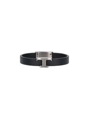 TOD'S T Timeless Leather Bracelet - Black