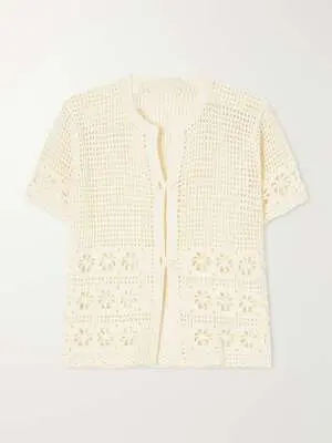 TERRY PUESTO Poolside Crocheted Organic-cotton Blouse - Cream