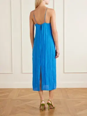 Tibi Crinkled Satin Midi Dress