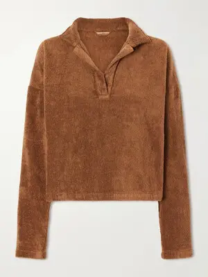 TERRY PUESTO Cropped Organic Cotton-terry Sweatshirt - Brown