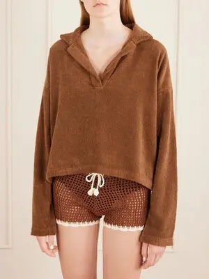 TERRY PUESTO Estate Cropped Organic Cotton Terry Sweatshirt