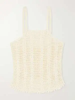 TERRY PUESTO Tuffo Crochet-knit Organic-cotton Tank - Cream