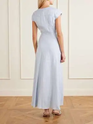 Saloni Sierra Linen Midi Dress