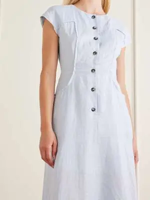Saloni Sierra Linen Midi Dress