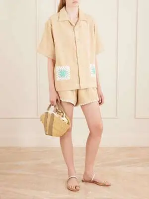 TERRY PUESTO Boxy Crochet-trimmed Organic Cotton-terry Shirt