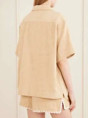 TERRY PUESTO Boxy Crochet-trimmed Organic Cotton-terry Shirt