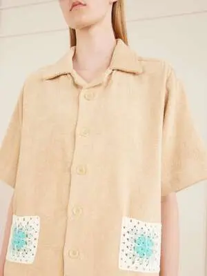 TERRY PUESTO Boxy Crochet-trimmed Organic Cotton-terry Shirt